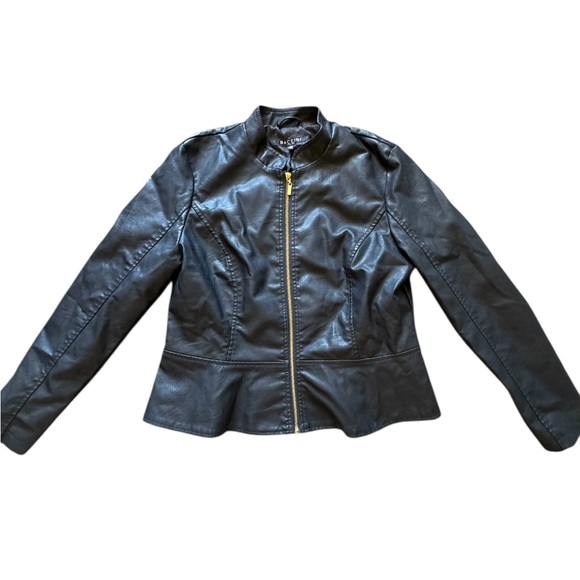 Baccini | Jackets & Coats | Baccini Black Leather Jacket Tailored Moto ...